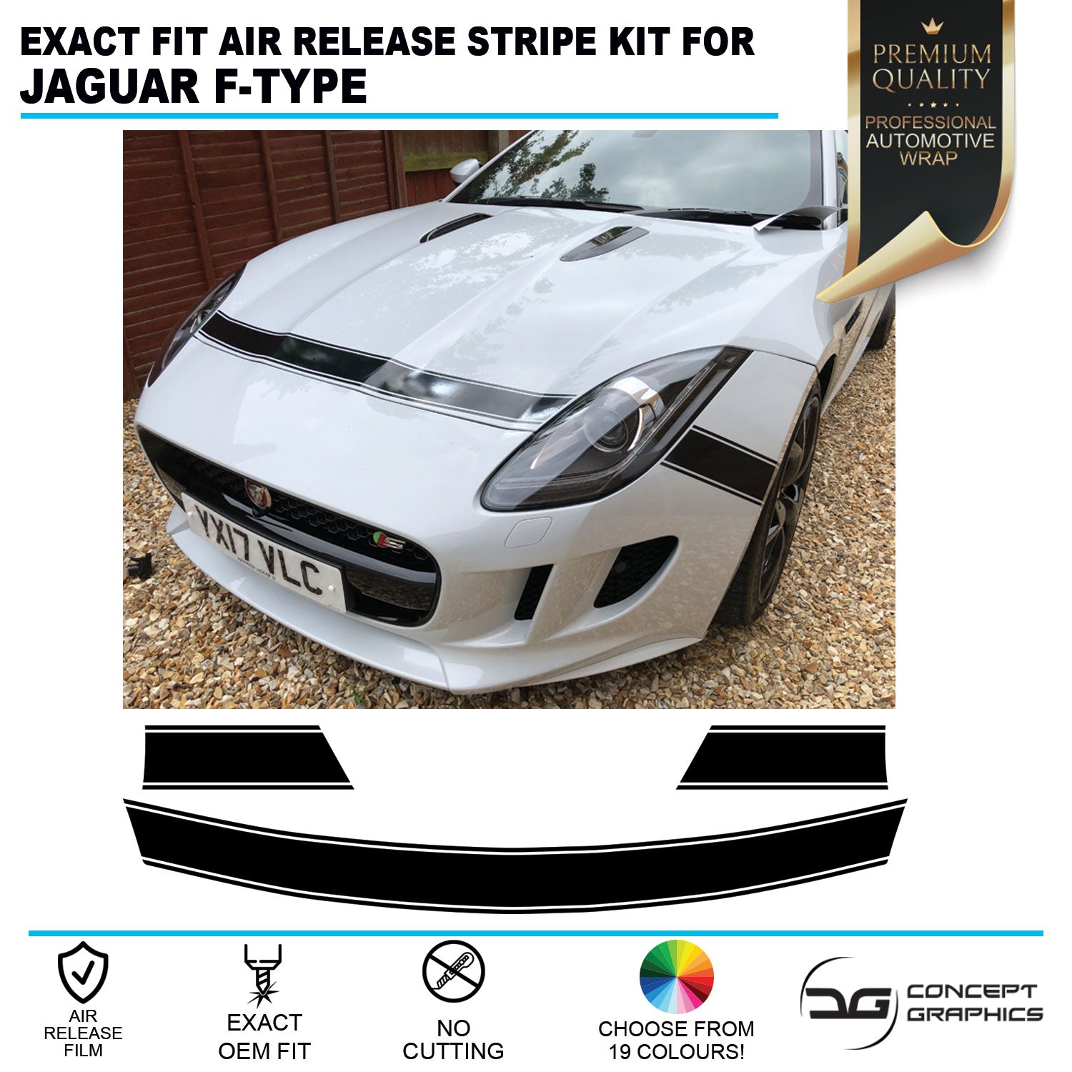 Project 7 style Bonnet Stripe Kit Jaguar F Type | Concept Graphics