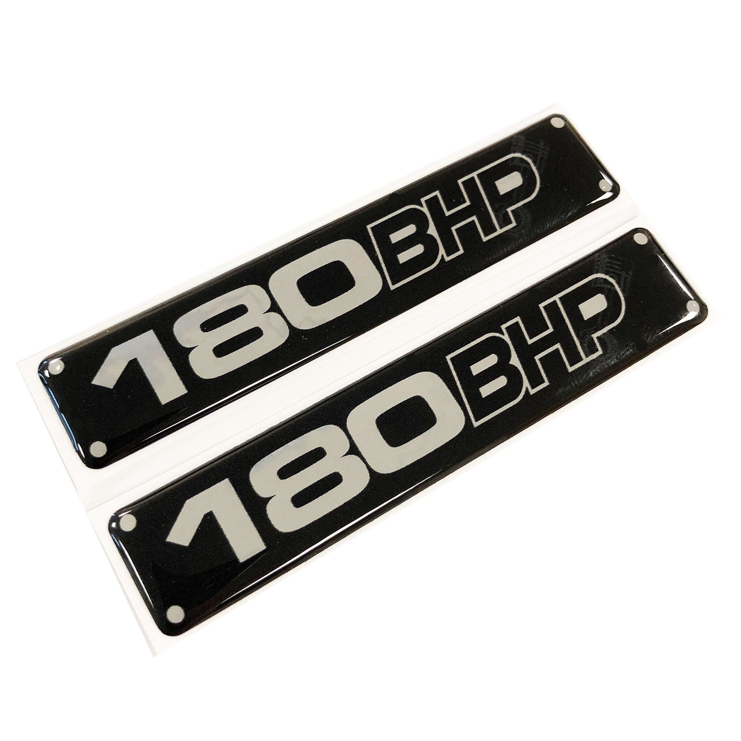 x2 180 BHP Engine Tuning Chrome 3D Domed Gel Badges | Concept Graphics