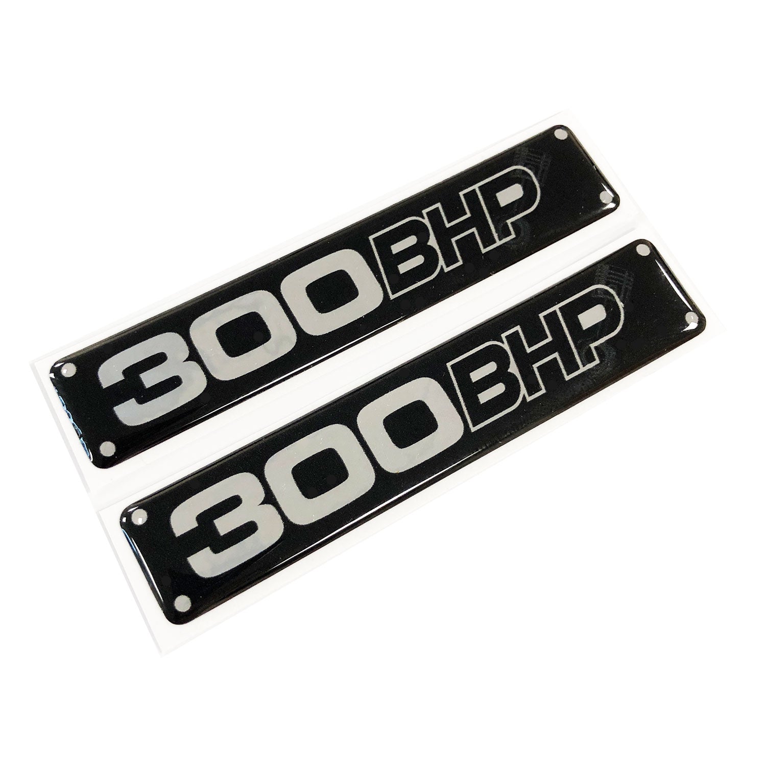 x2 300 BHP Engine Tuning Chrome 3D Domed Gel Badges | Concept Graphics