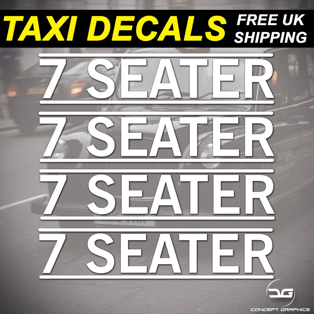 4x 7 Seater Mini Cab Taxi Private Car Hire Stickers | Concept Graphics