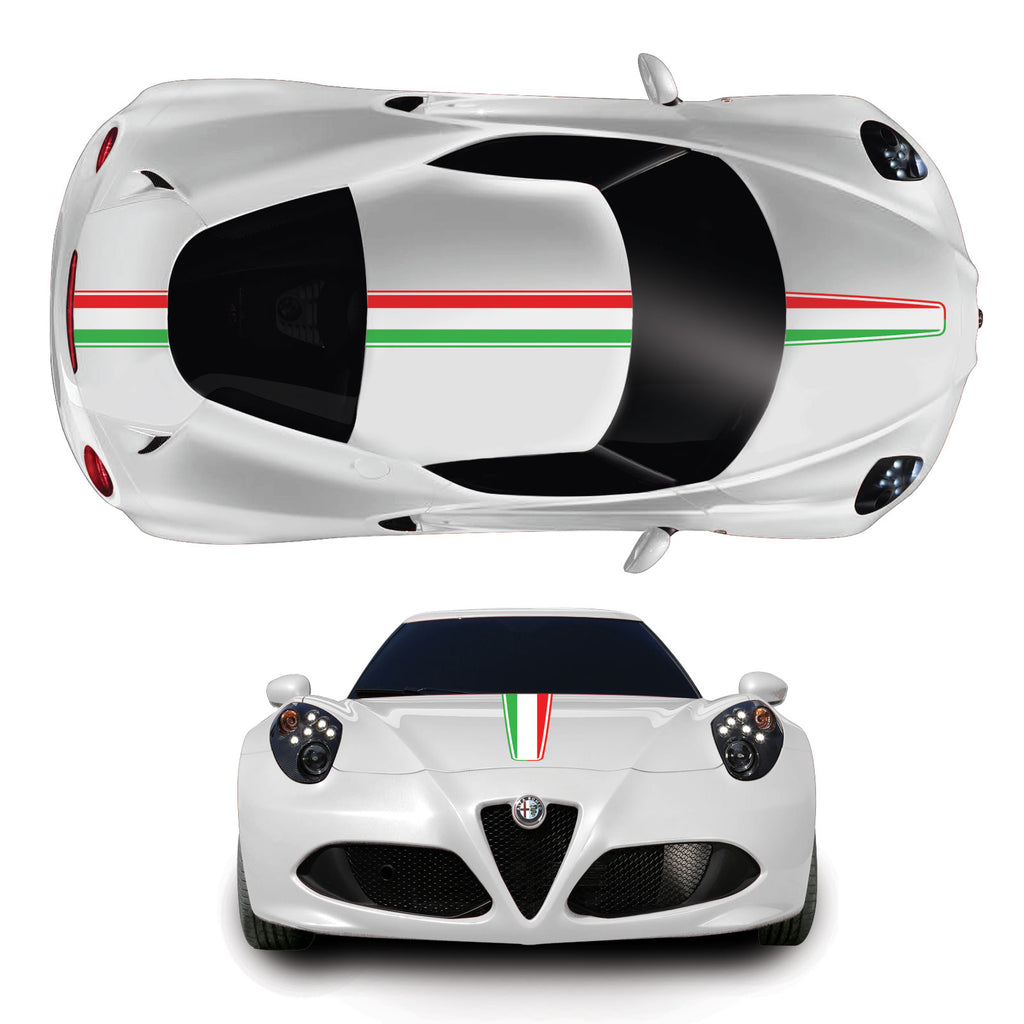 Alfa Romeo 4C Italian Flag Racing Stripe Stickers | Concept Graphics