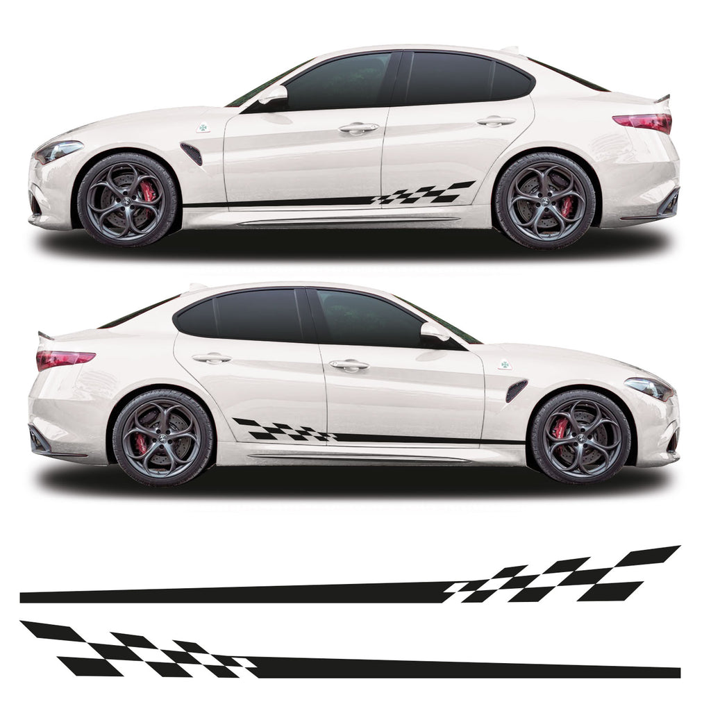 Checkered Alfa Romeo Giulia Side Stripe Graphics | Concept Graphics