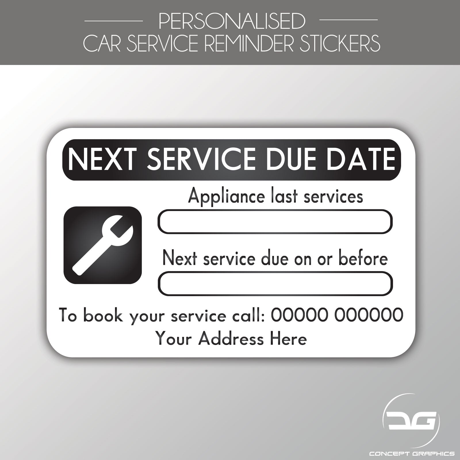 Custom Appliance Service Reminder Label Stickers | Concept Graphics