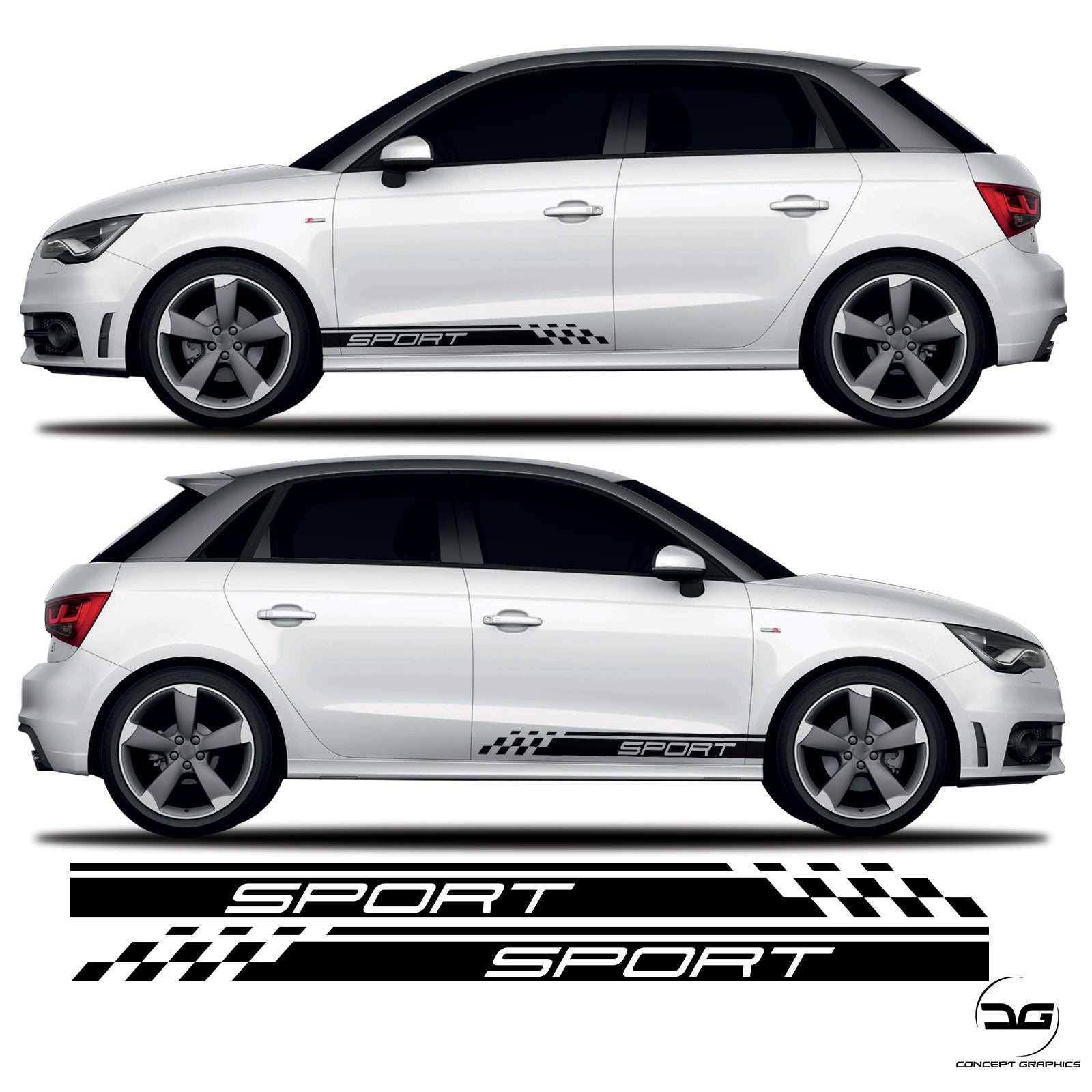 Audi A1 S1 Sport Half Side Stripe Graphics | Concept Graphics