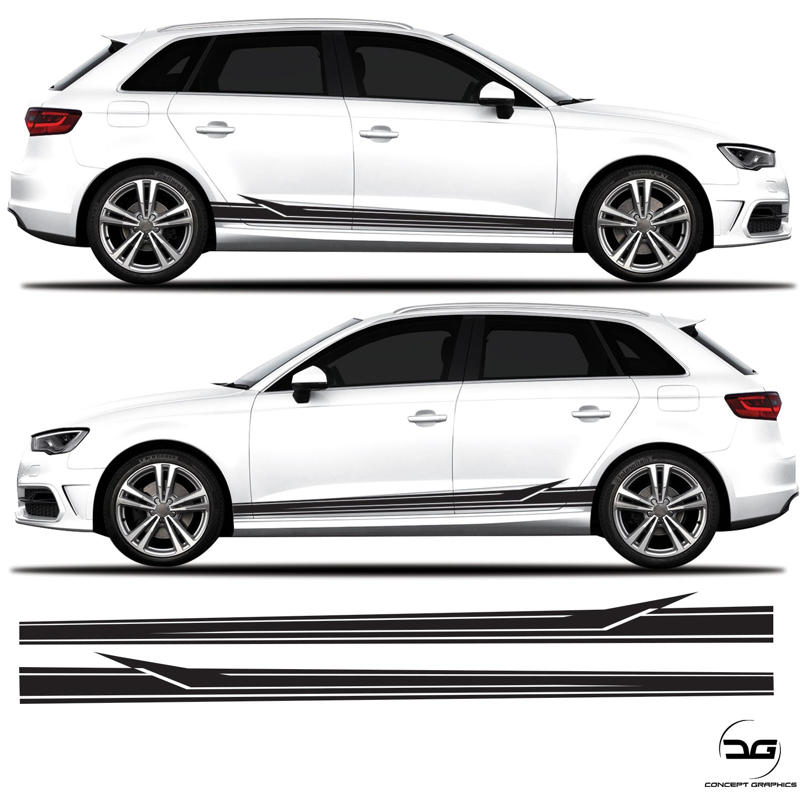 Audi A3 S3 RS3 8v Arrow Racing Side Stripe Graphics | Concept Graphics
