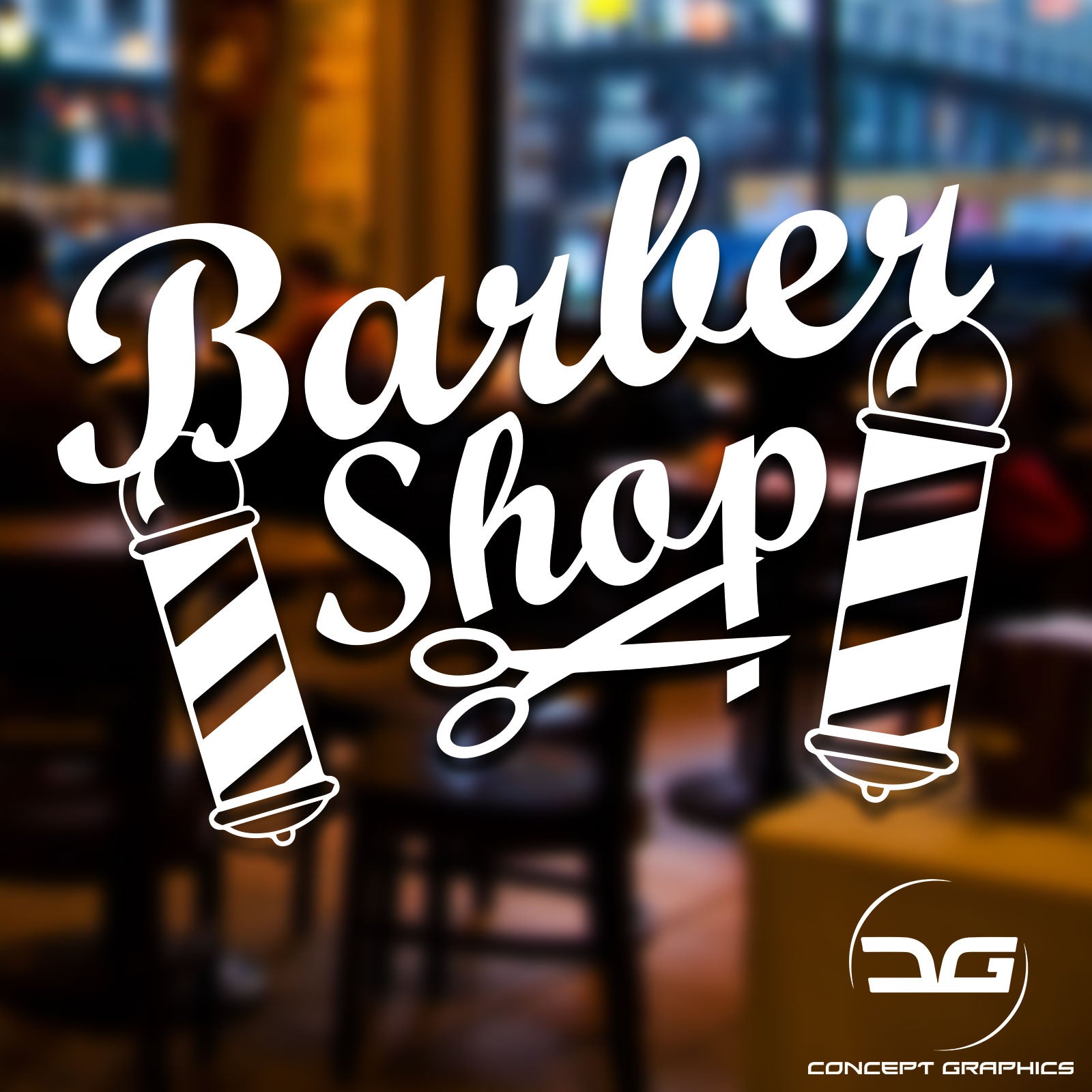Barber Shop Scissors Window Vinyl Decal Sign | Concept Graphics