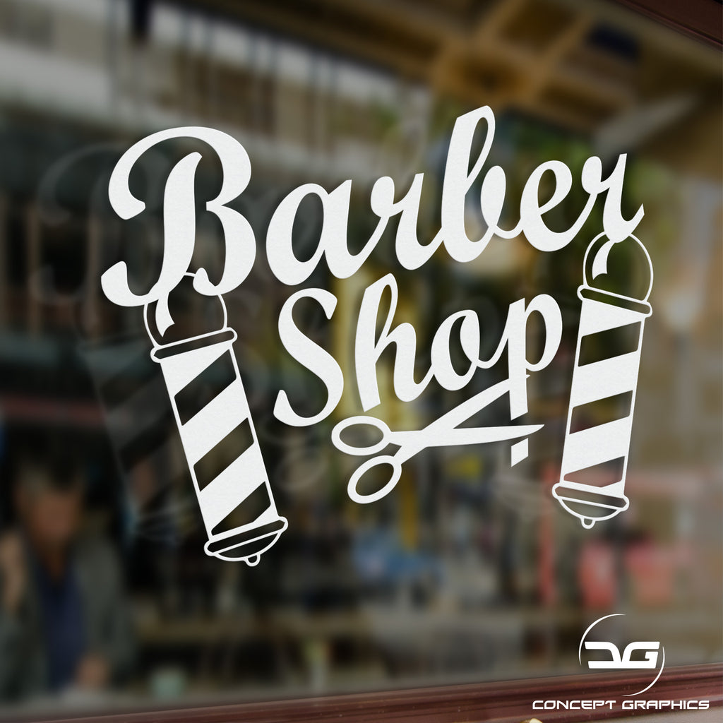 Barber Shop Scissors Window Vinyl Decal Sign | Concept Graphics