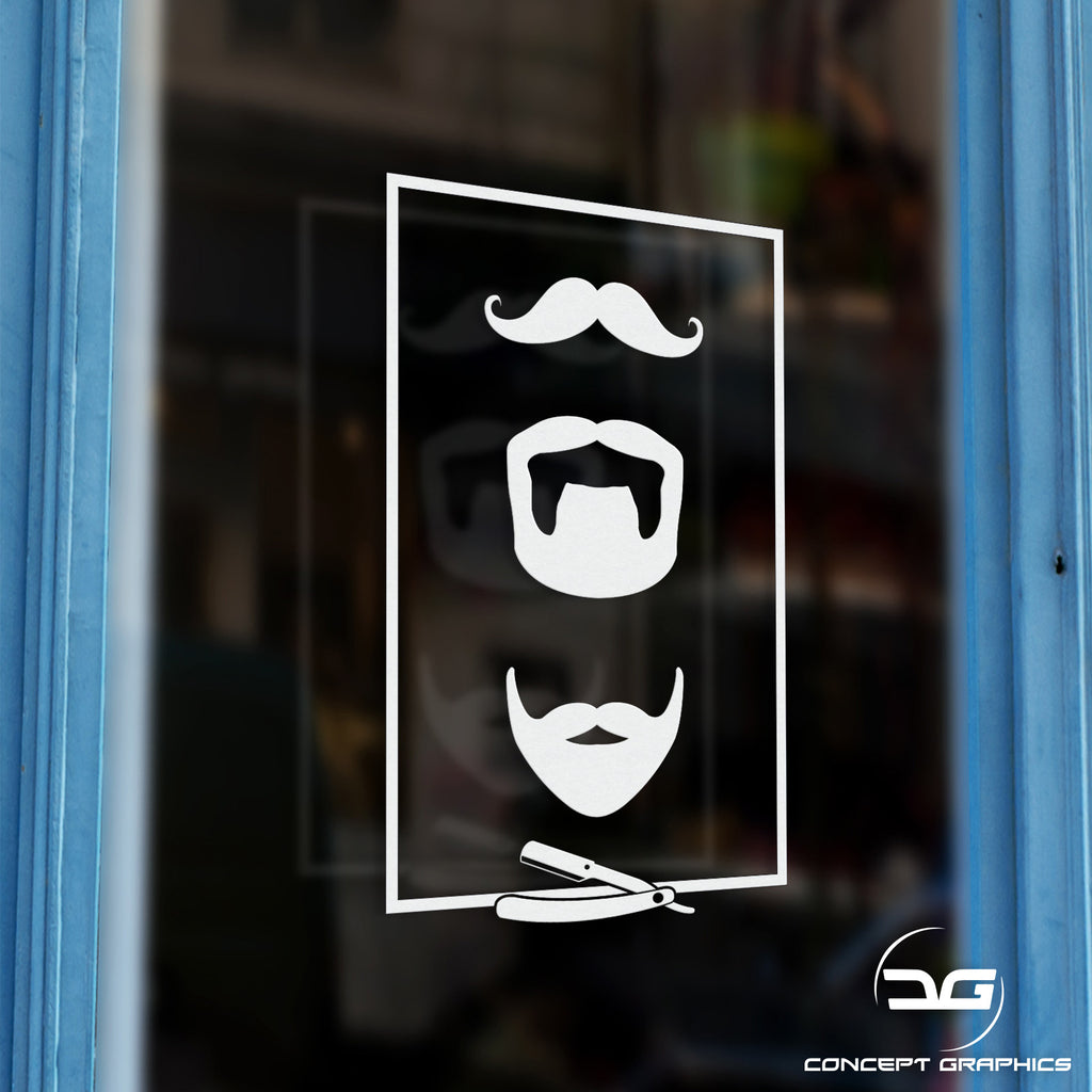 Beards Hair Barber Shop Wall Art Vinyl Sticker Sign | Concept Graphics