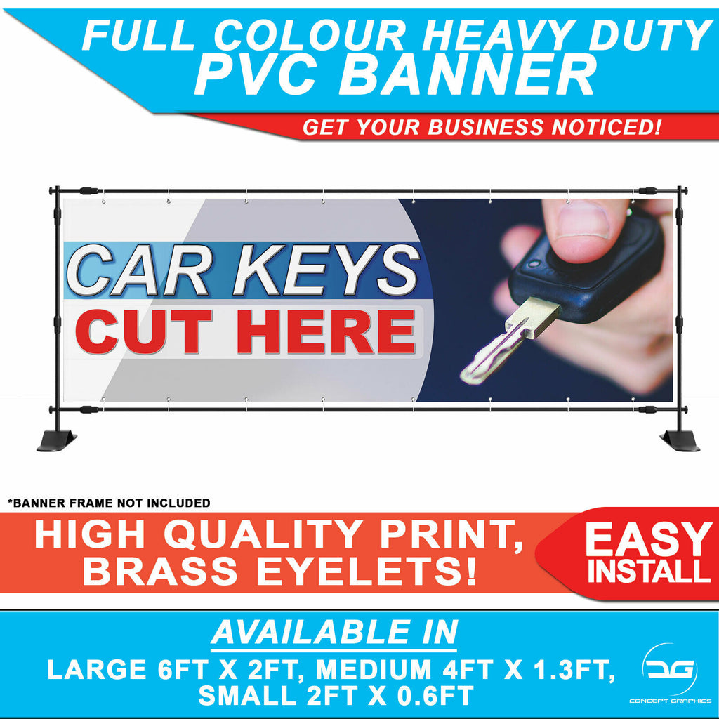 Car Keys Cut Here Locksmith Advert PVC Banner Sign | Concept Graphics