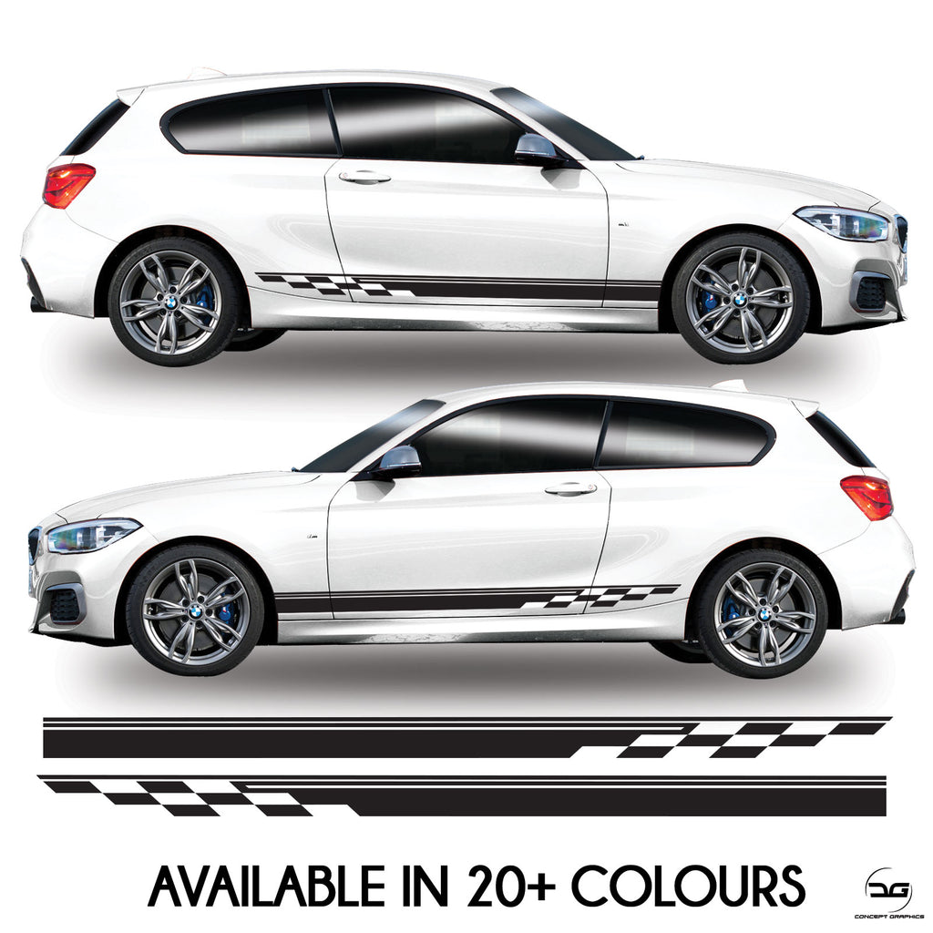 Chequered Car Side Stripe Vinyl Sticker Graphic Kit | Concept Graphics