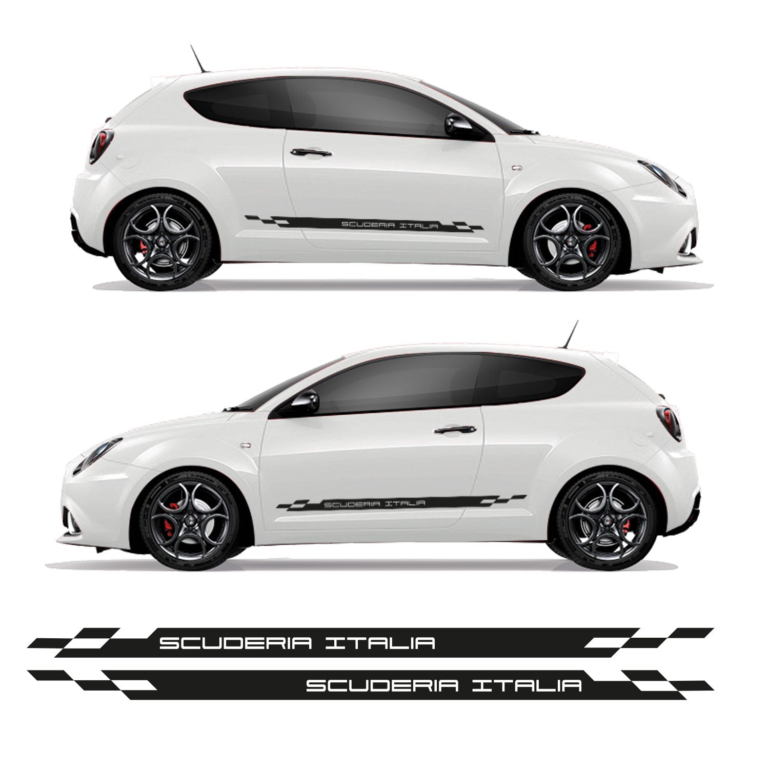 Checkered Flag Alfa Romeo Mito Side Stripe Graphics | Concept Graphics