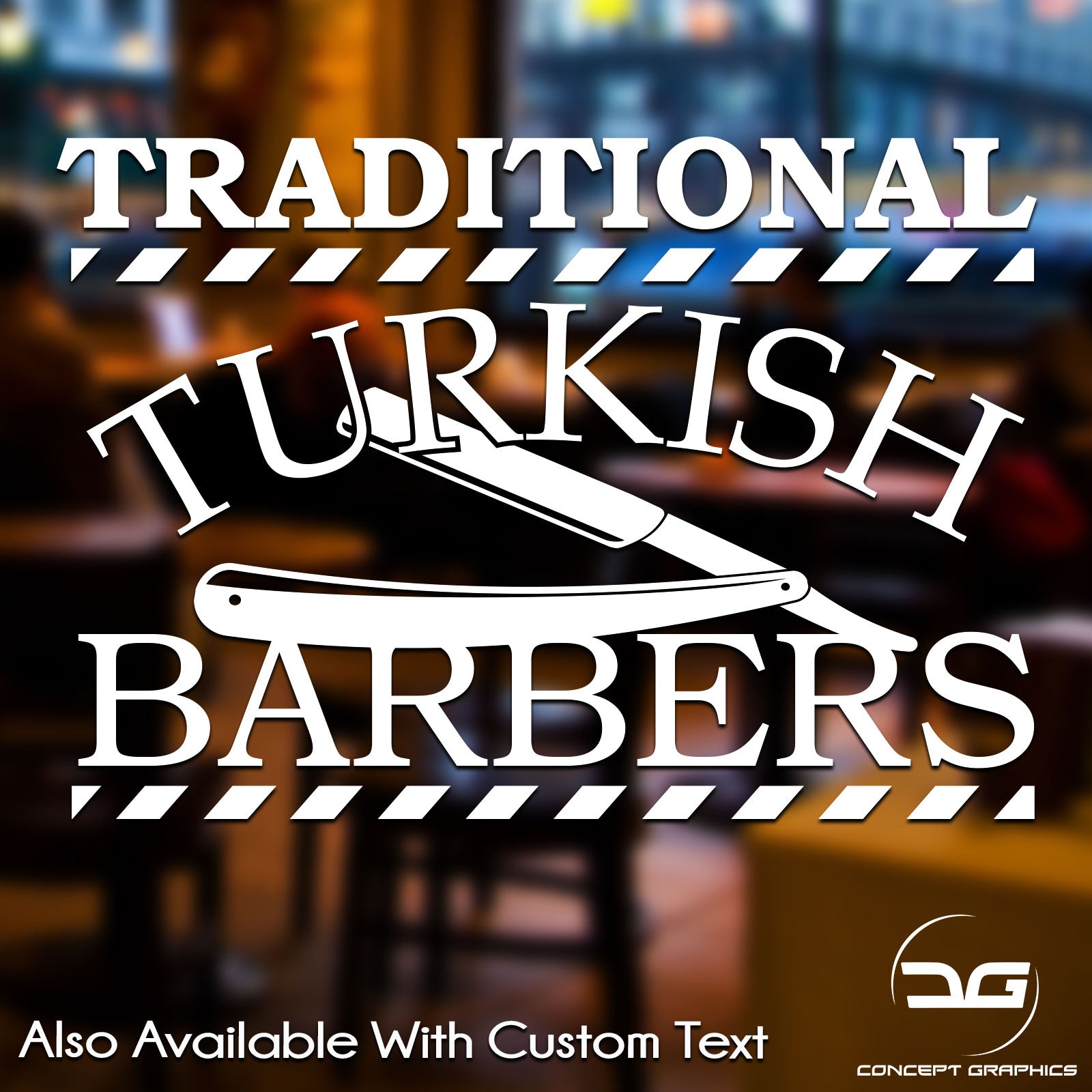 Traditional Turkish Barber Shop Vinyl Sticker Sign | Concept Graphics