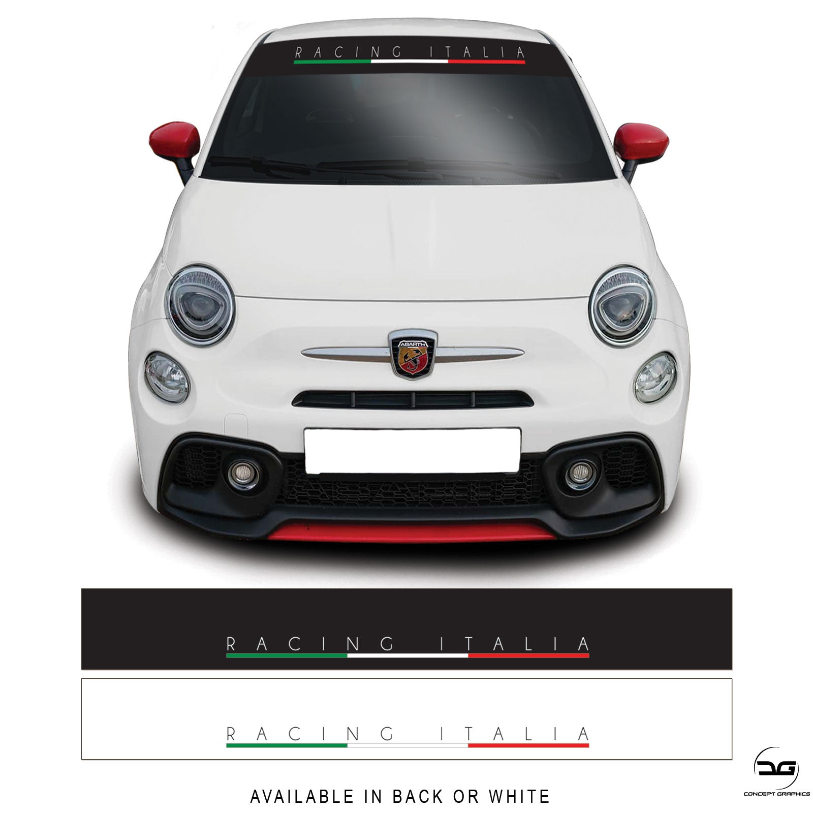 Fiat 500 Racing Italian Windscreen Sunstrip Banner | Concept Graphics