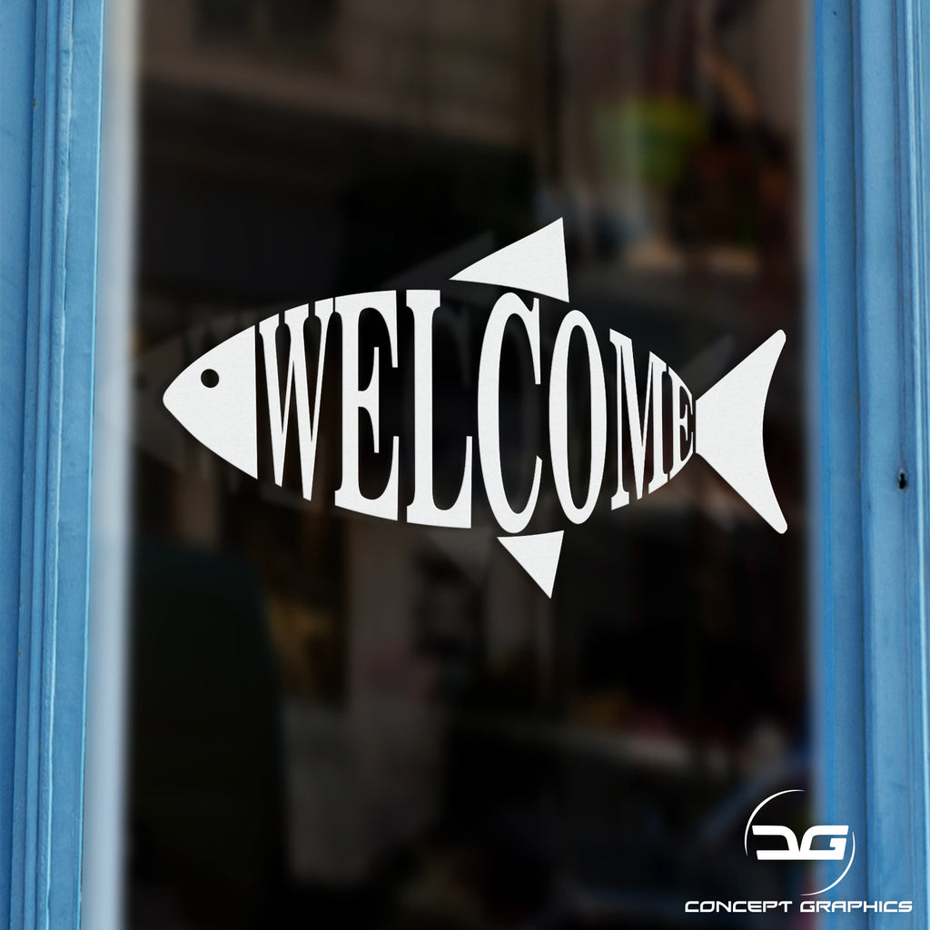 Fish & Chip Shop Welcome Door Vinyl Decal Sign | Concept Graphics
