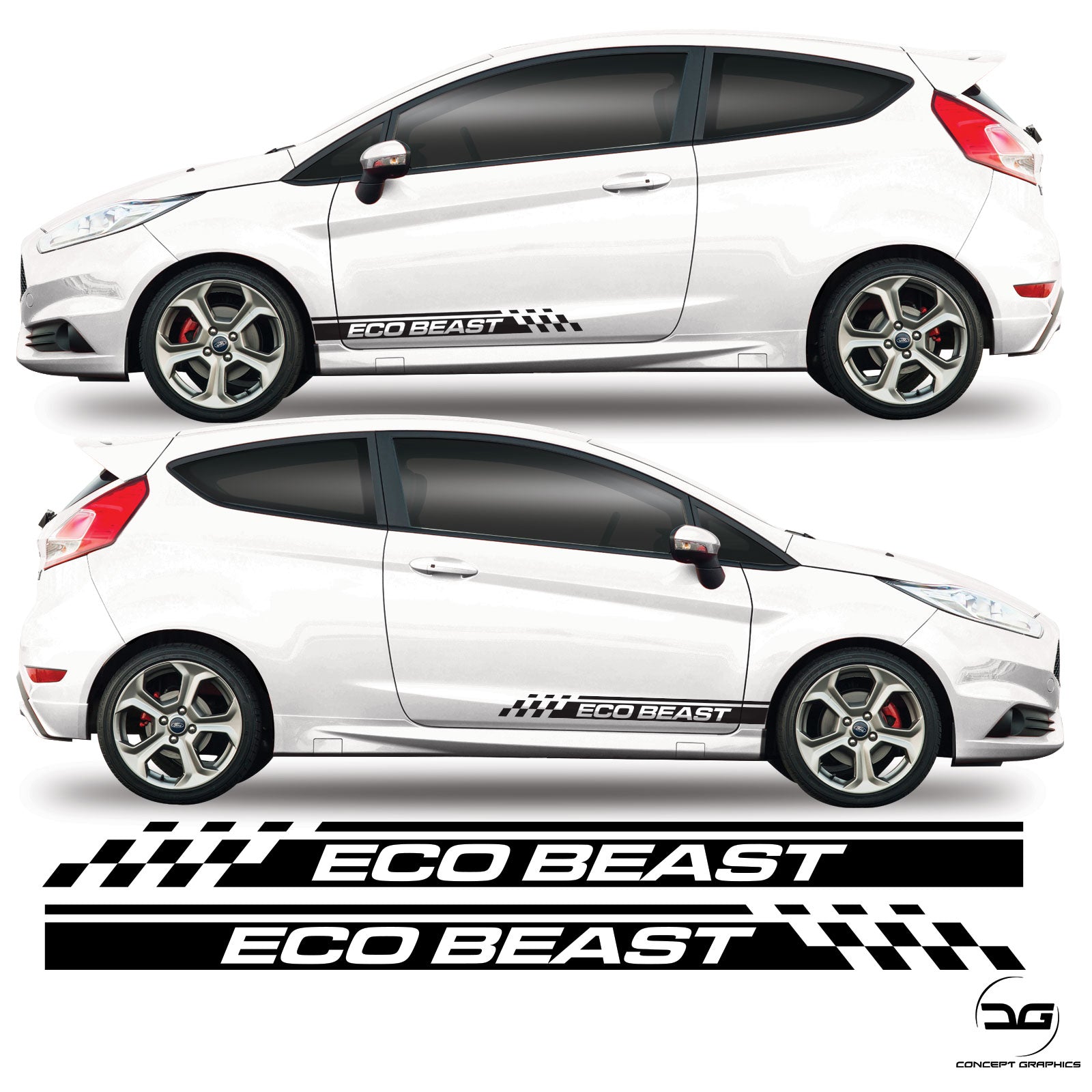Ford Fiesta ST Mk7 EcoBeast Side Stripe Graphics | Concept Graphics