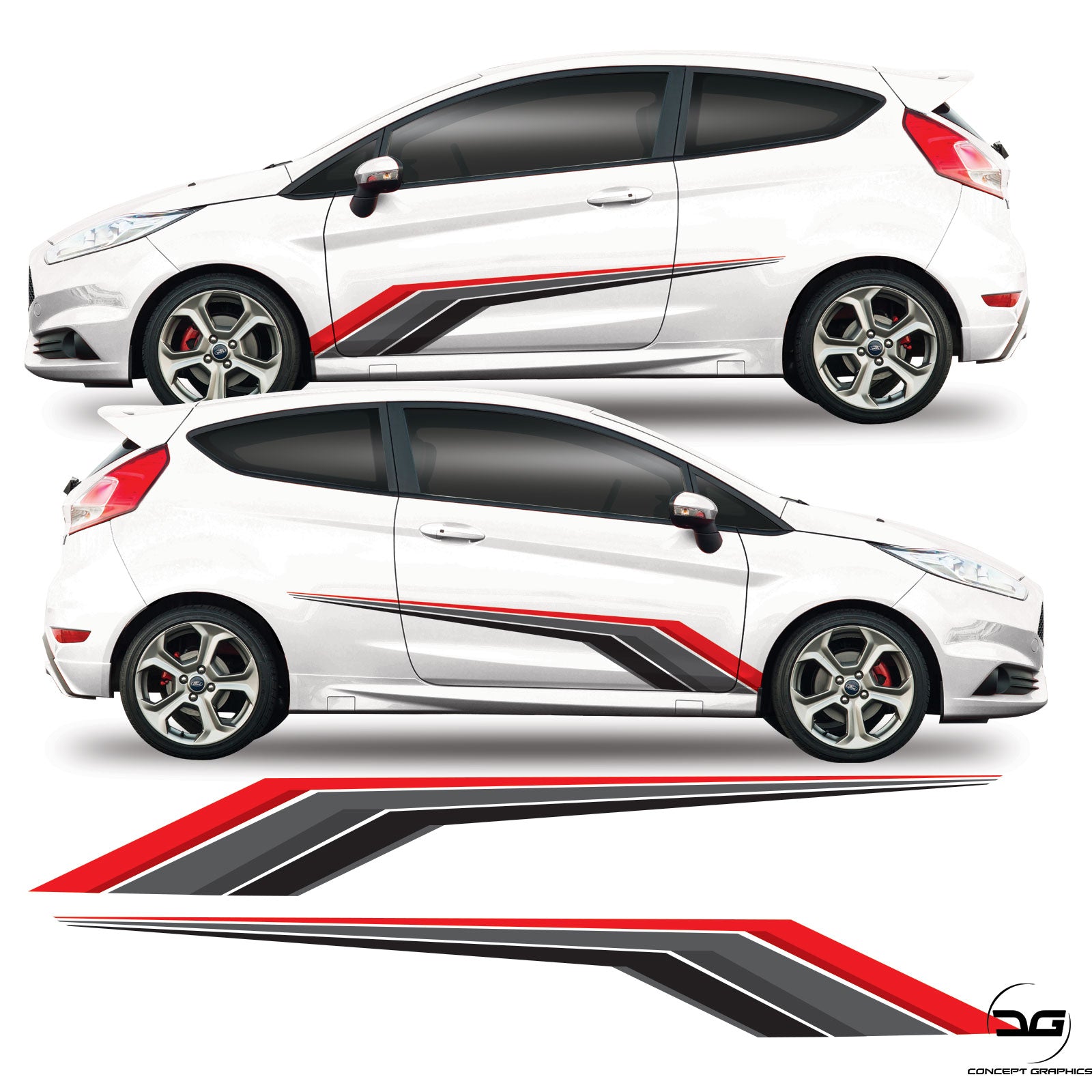 Ford Fiesta ST Racing Side Stripe Vinyl Sticker Kit | Concept Graphics