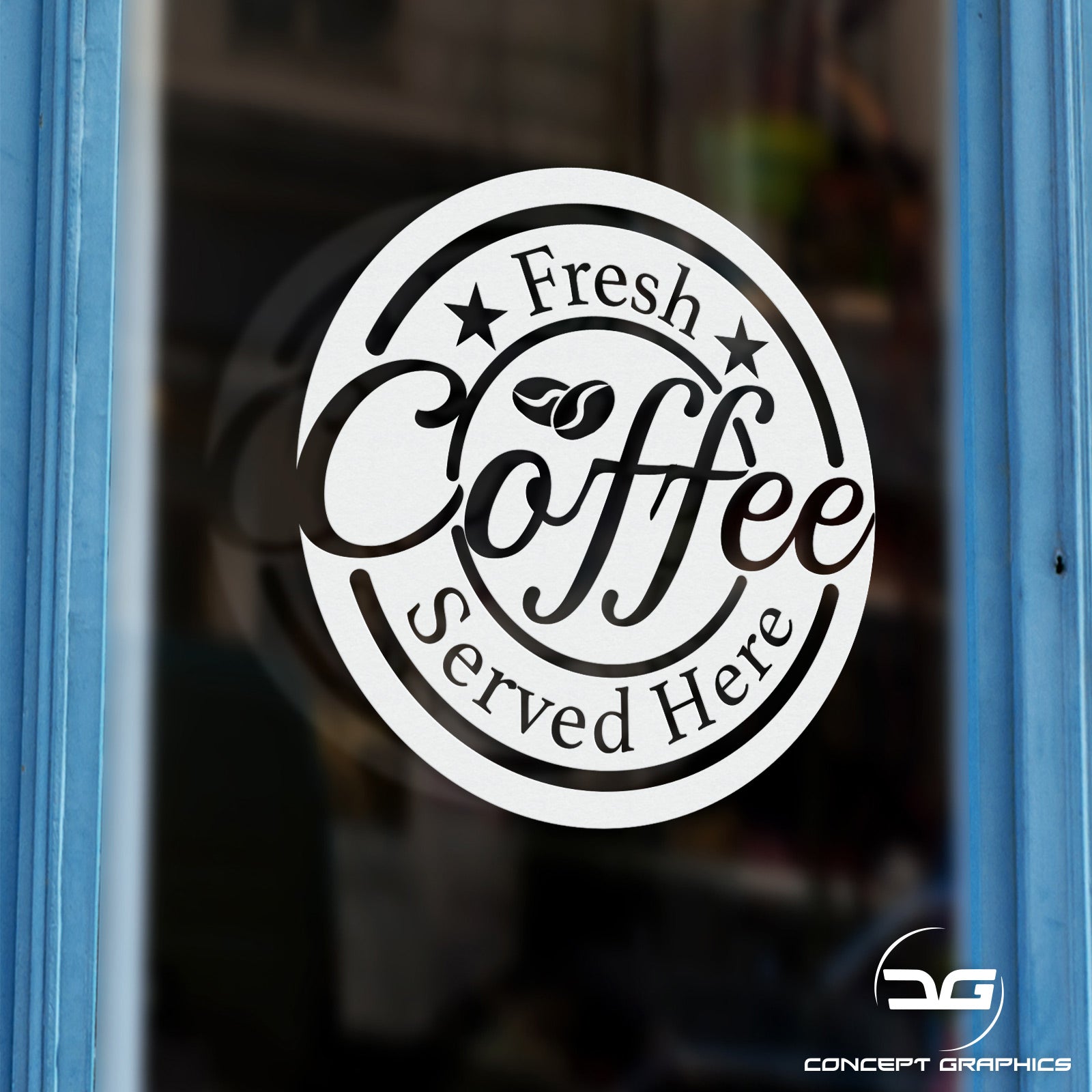 Fresh Coffee Served Here Vinyl Decal Sticker Sign | Concept Graphics
