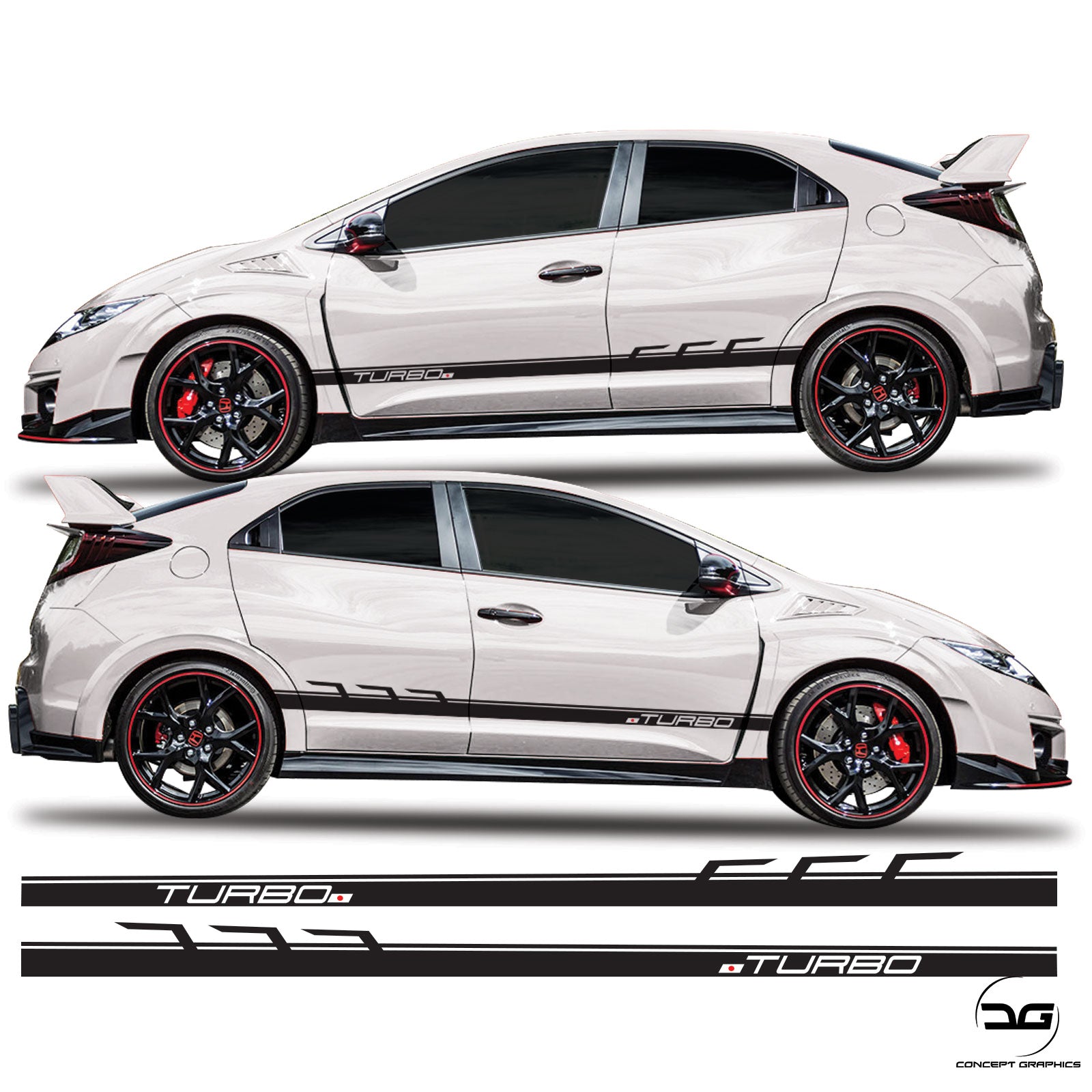Honda Civic Type R FK2 Side Stripe Vinyl Stickers | Concept Graphics