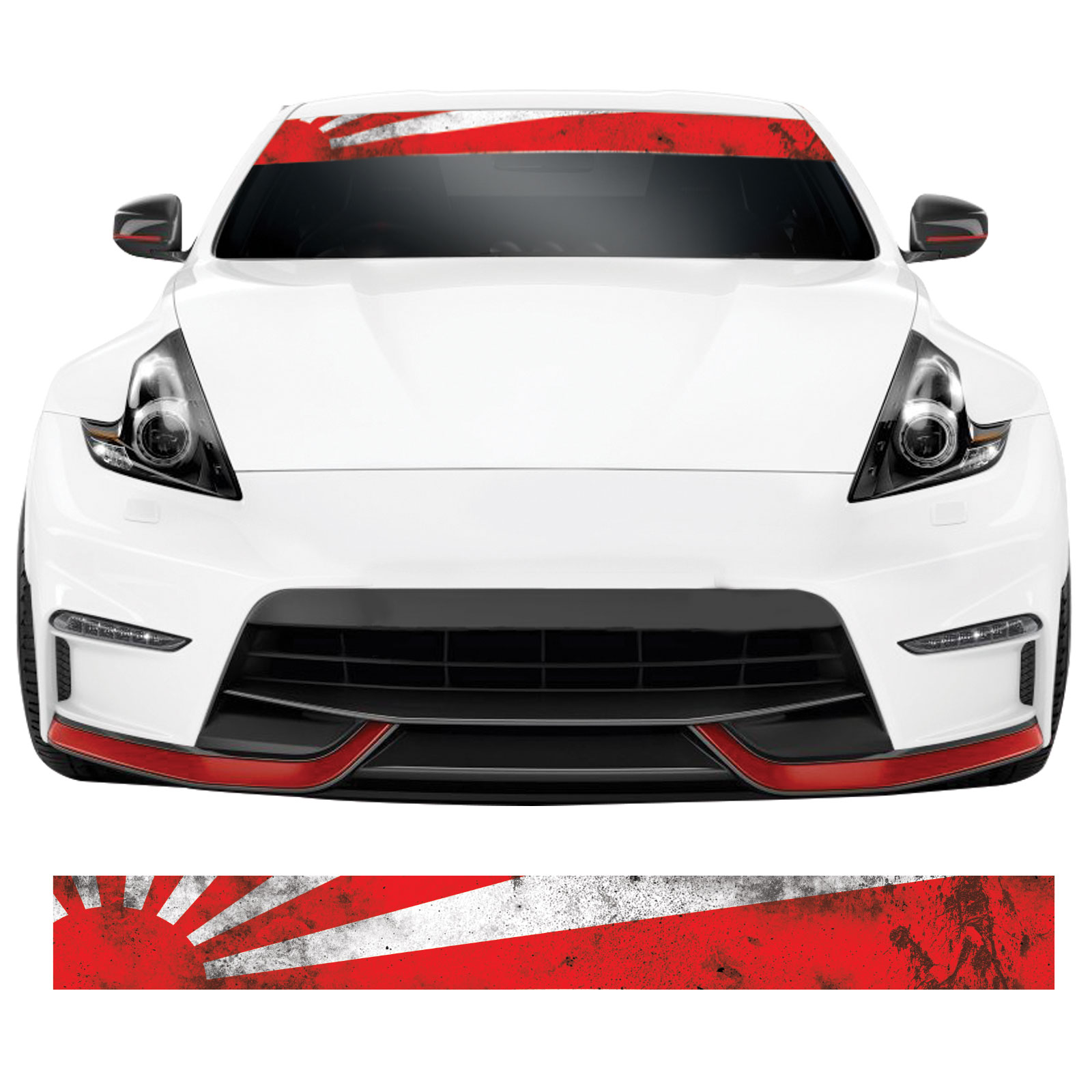 Worn Effect JDM Rising Sun Car Windscreen Sunstrip | Concept Graphics