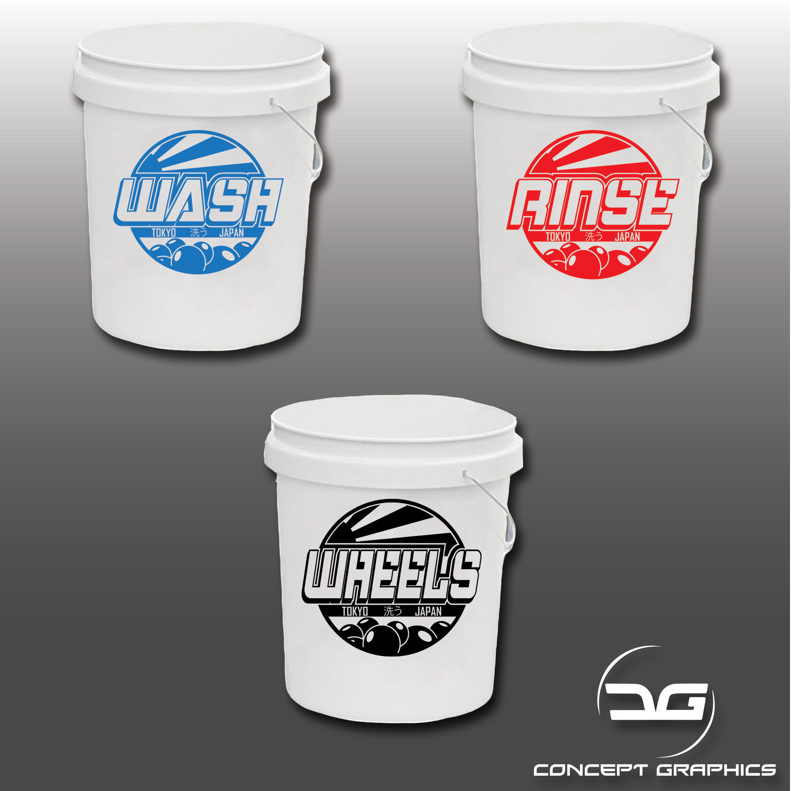 Car Stickers Large Set Of Wash, Rinse, Wheels Vinyl Bucket Stickers Car ...