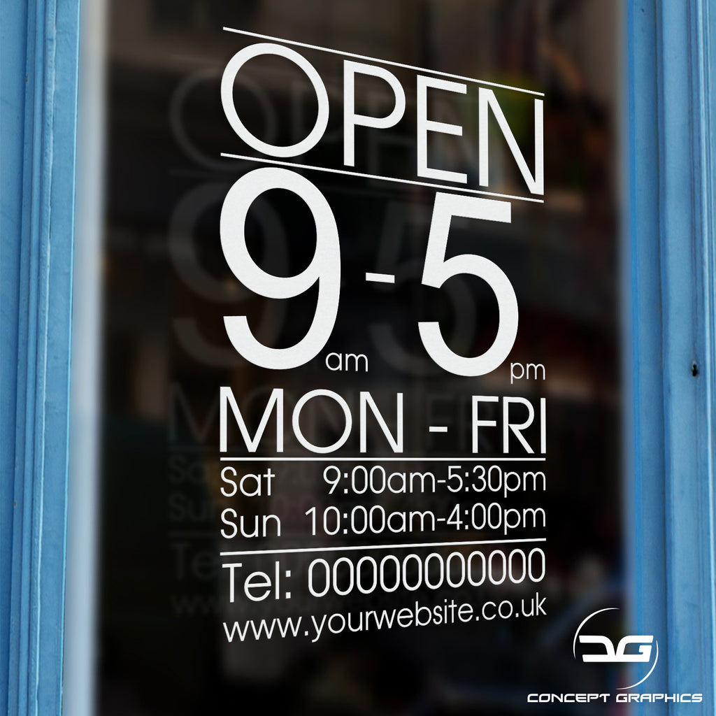 Custom Personalised Opening Retail Shop Hours Sign | Concept Graphics