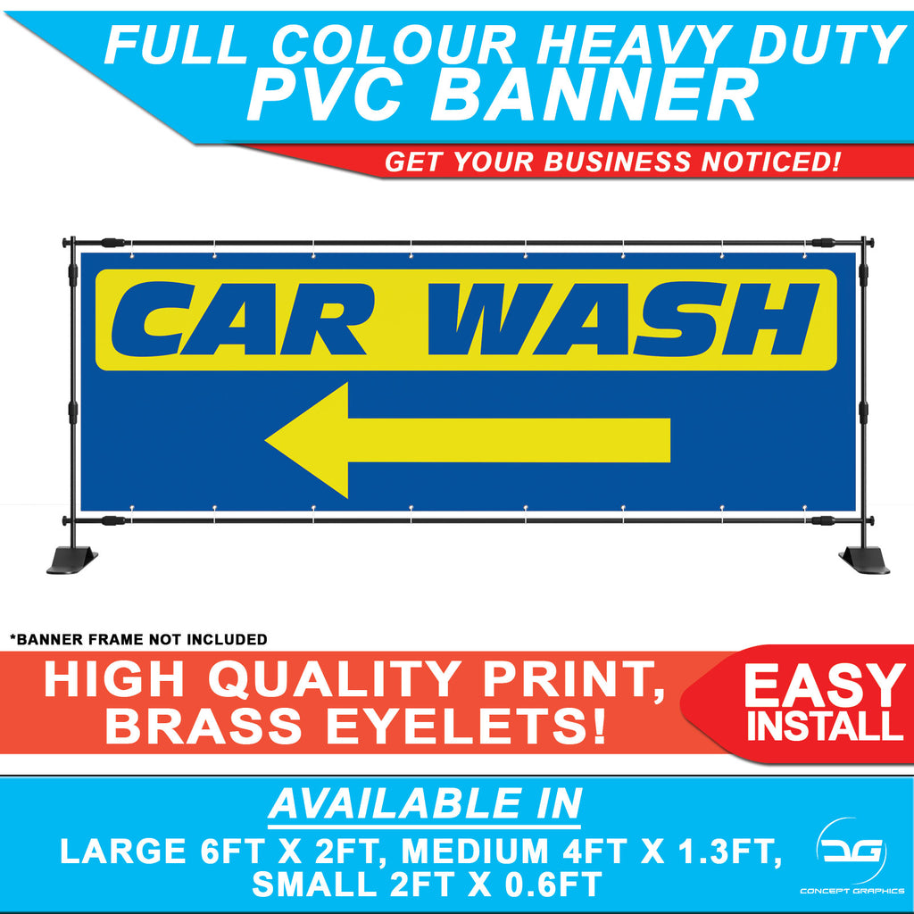 Custom Car Wash Direction Arrow PVC Banner Sign | Concept Graphics