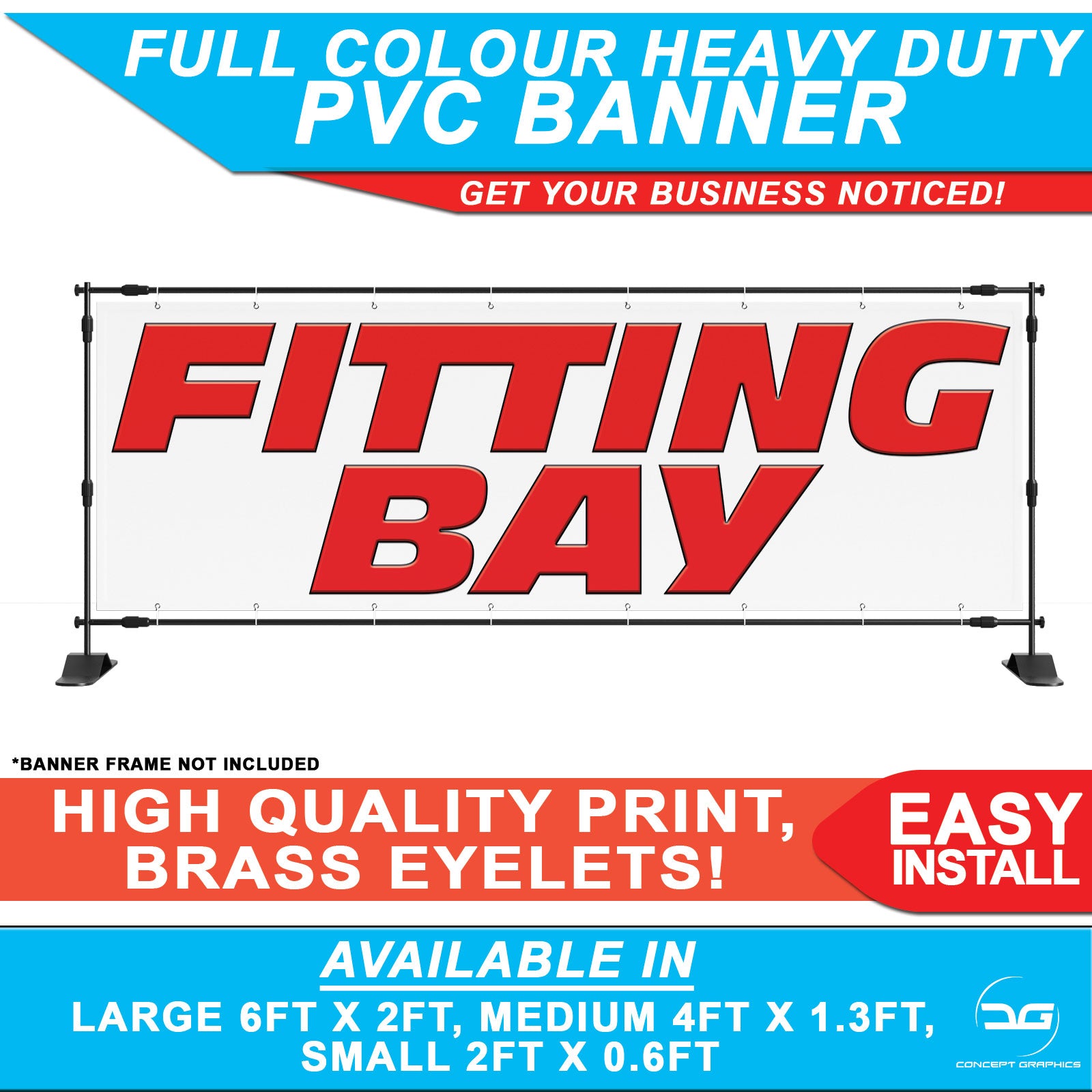 Fitting Bay Garage Mechanic Outdoor PVC Banner Sign | Concept Graphics