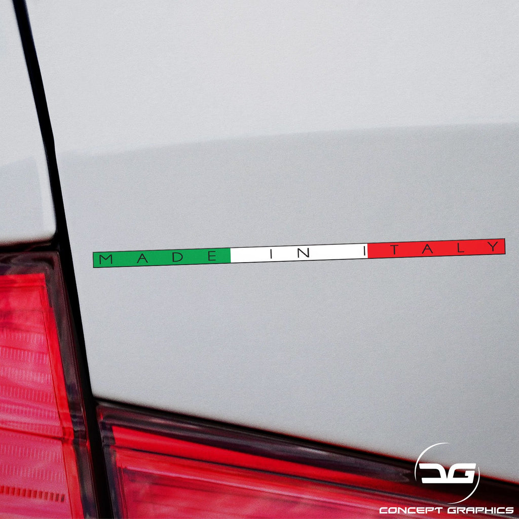 Made In Italy Italian Flag Car Vinyl Decal Stickers | Concept Graphics