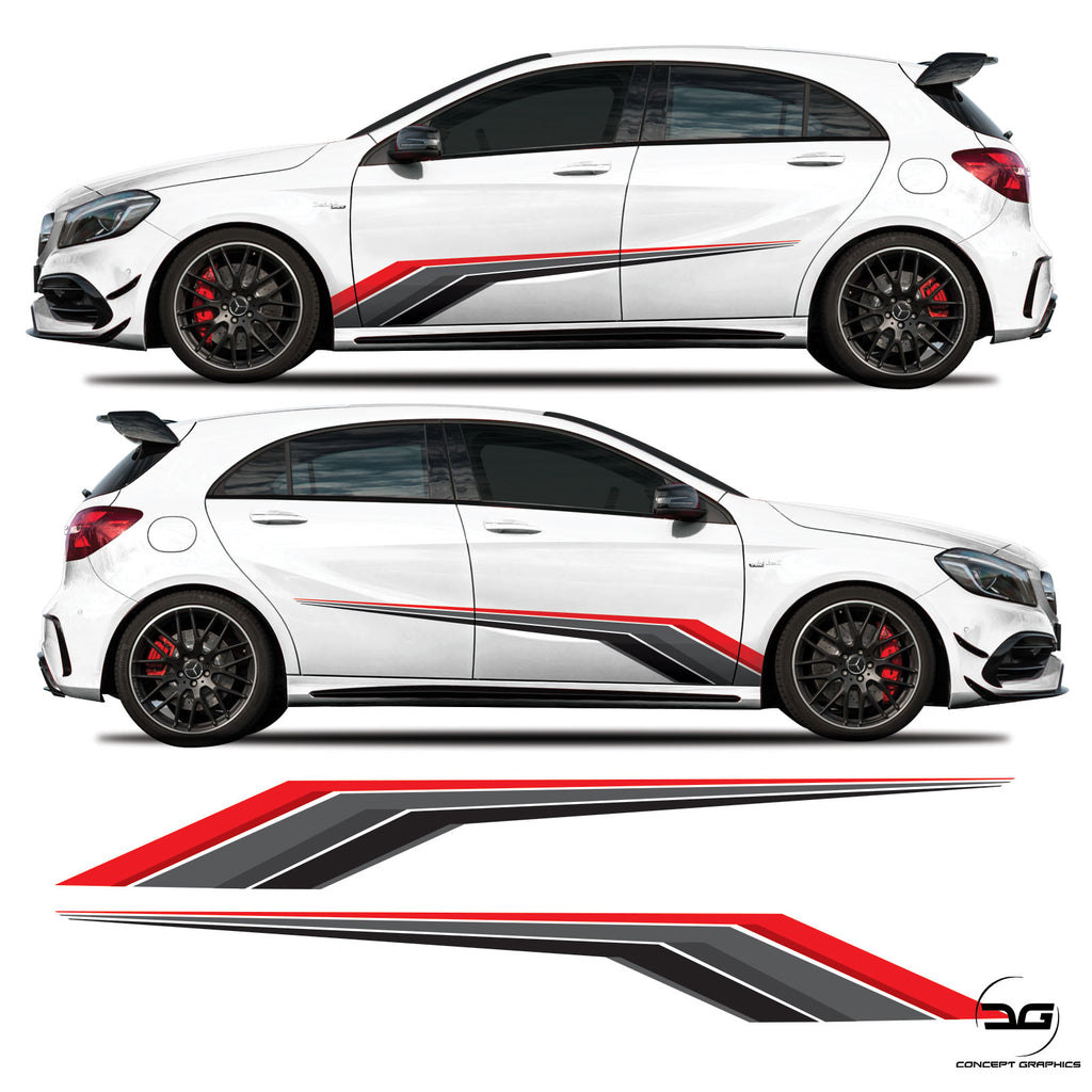 Mercedes A Class Racing Side Stripe Vinyl Stickers | Concept Graphics