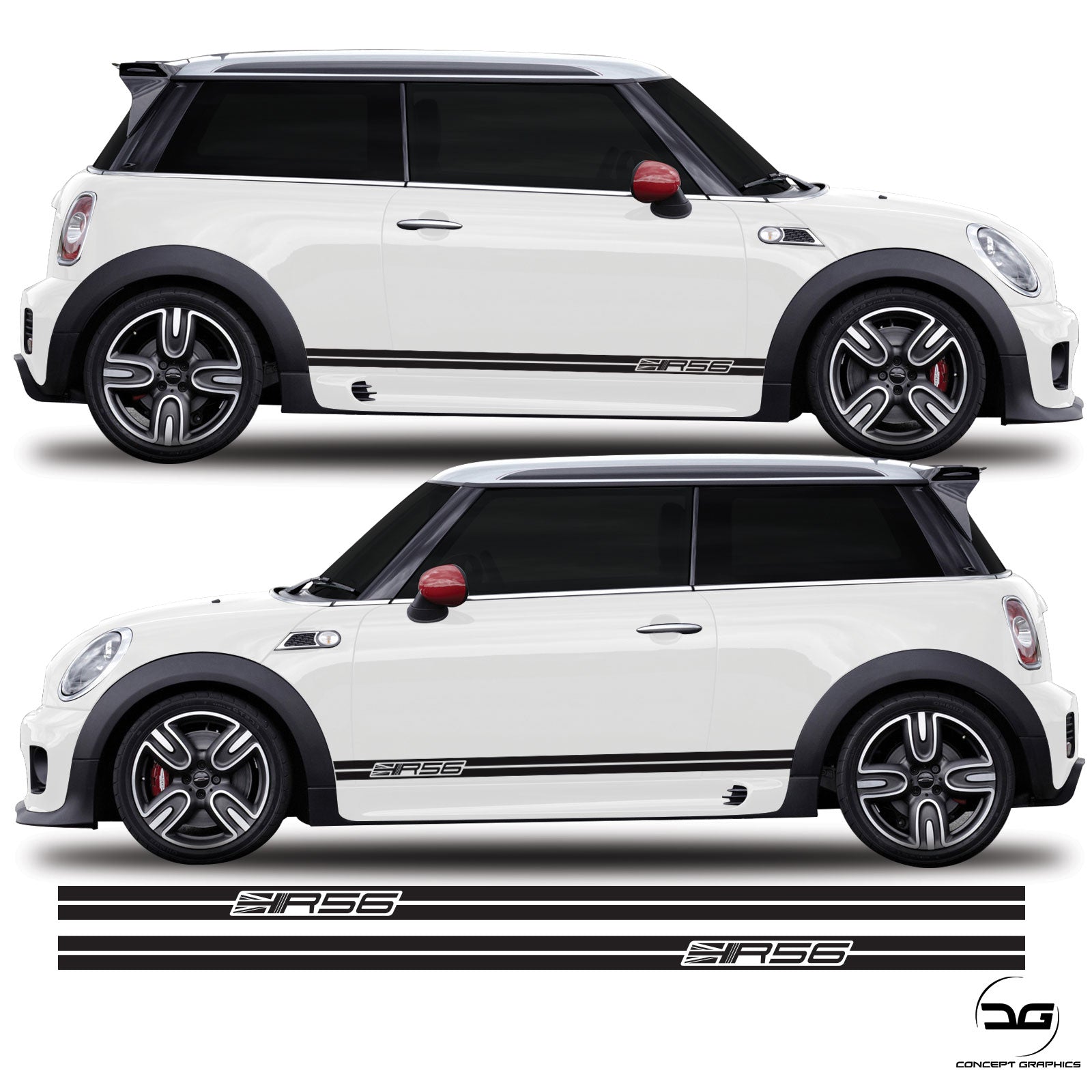 Mini Cooper S R56 Union Jack Side Stripe Graphics | Concept Graphics