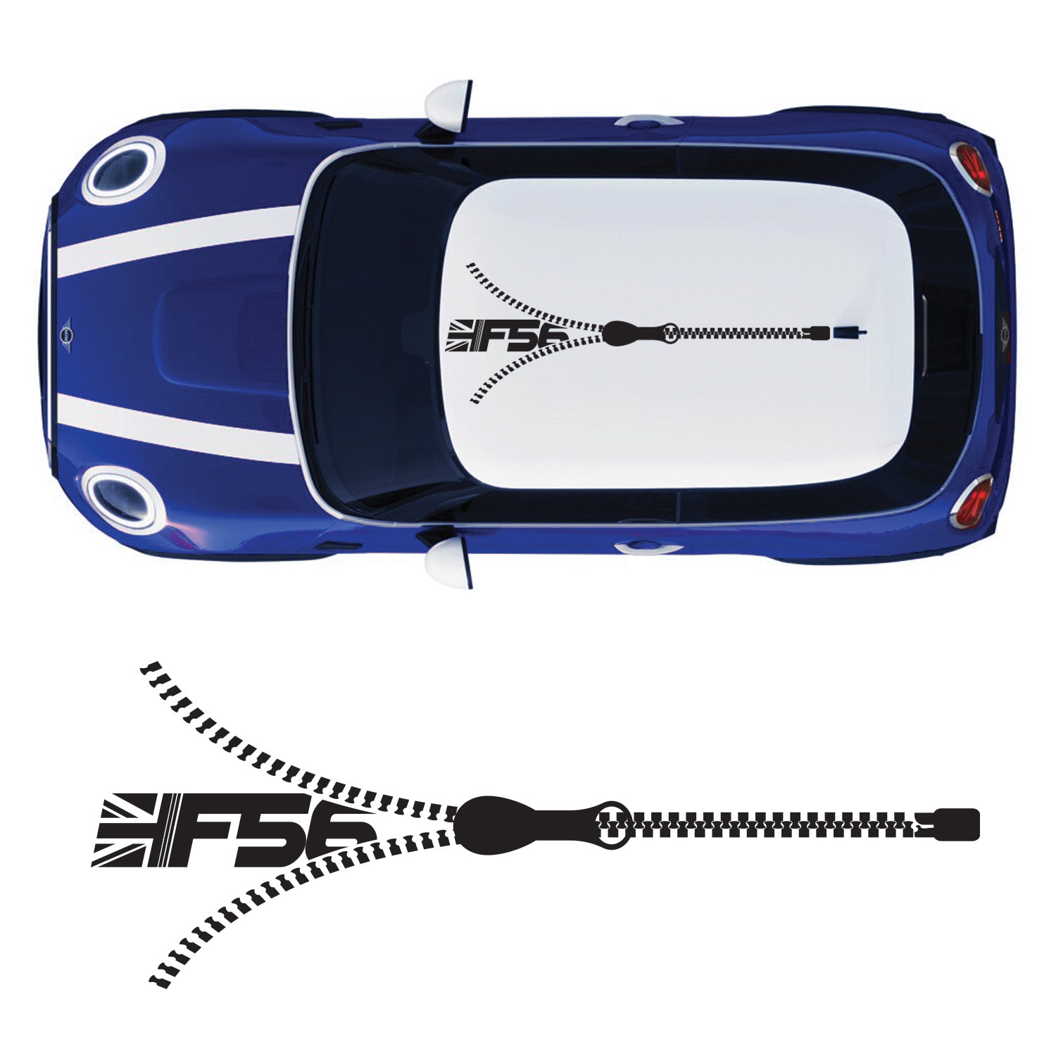 Mini Cooper F56 Unzip Zipper Roof Vinyl Sticker | Concept Graphics