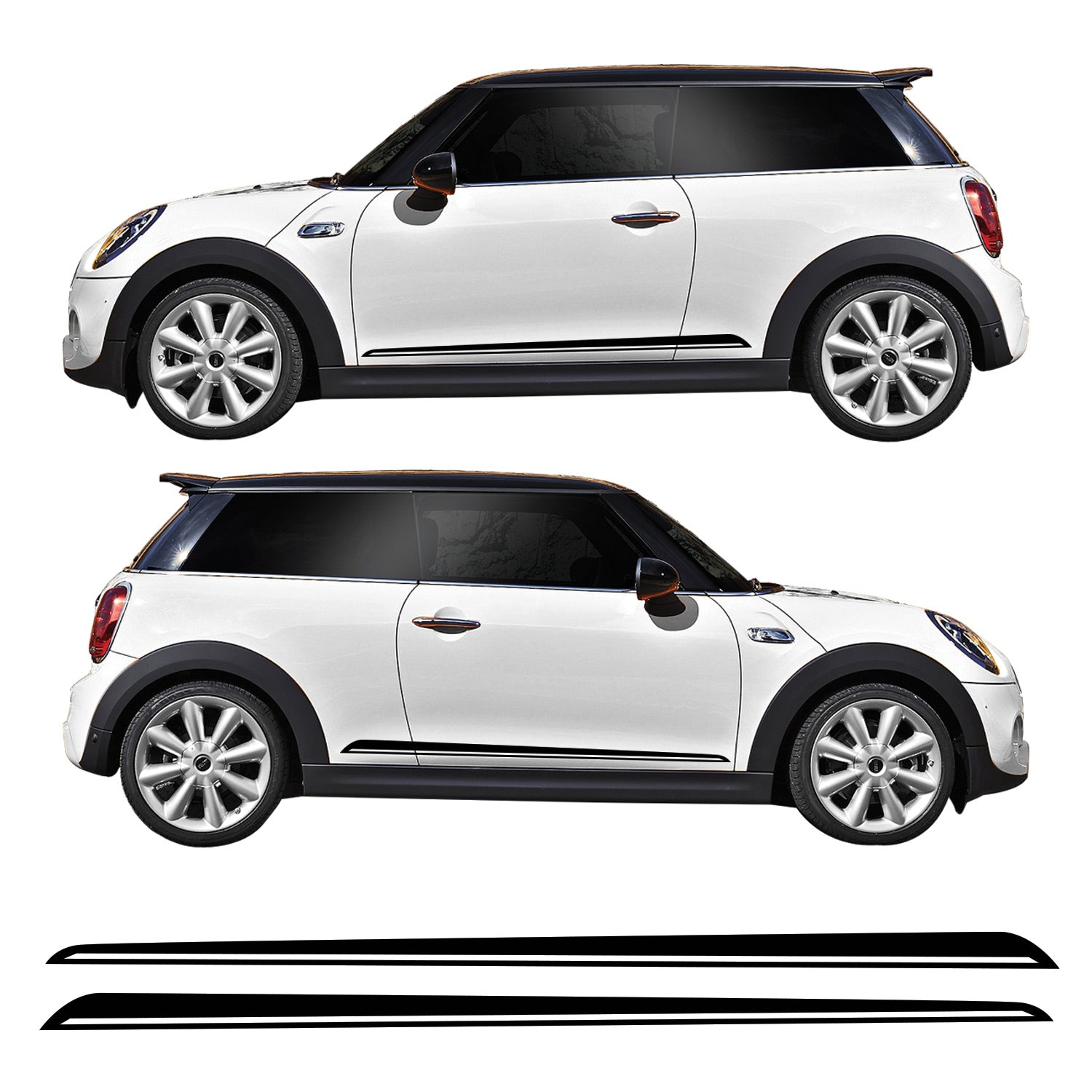 Mini Cooper F56 Lower Racing Side Stripe Stickers | Concept Graphics