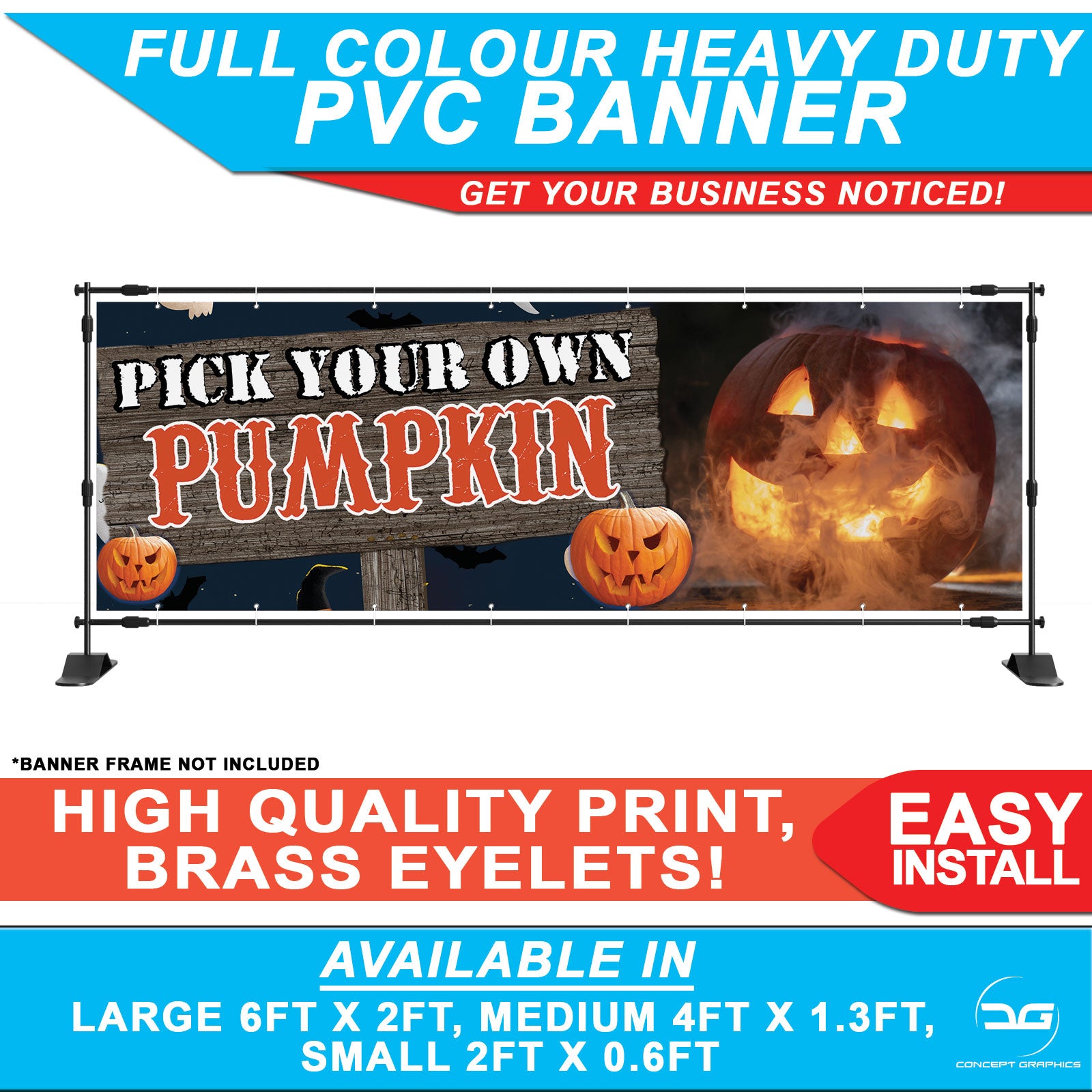 Pick Your Own Pumpkin Halloween PVC Banner Sign | Concept Graphics