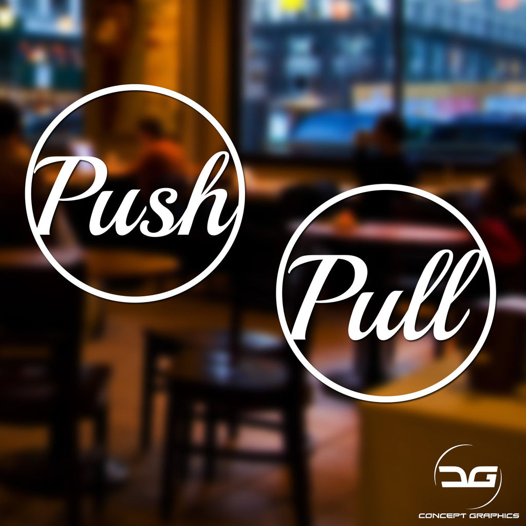 Push & Pull Circle Effect Safety Door Sign Stickers | Concept Graphics