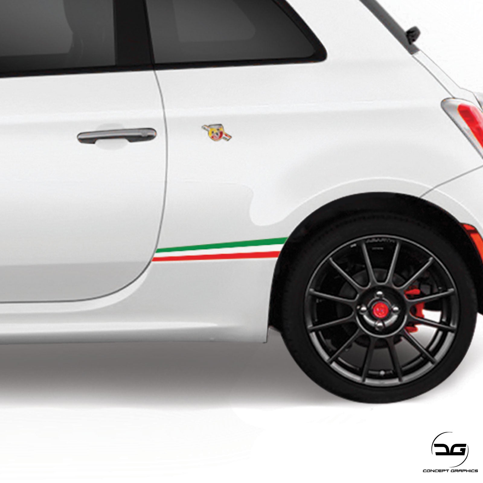 Fiat 500 Rear Italian Flag Side Stripe Stickers | Concept Graphics