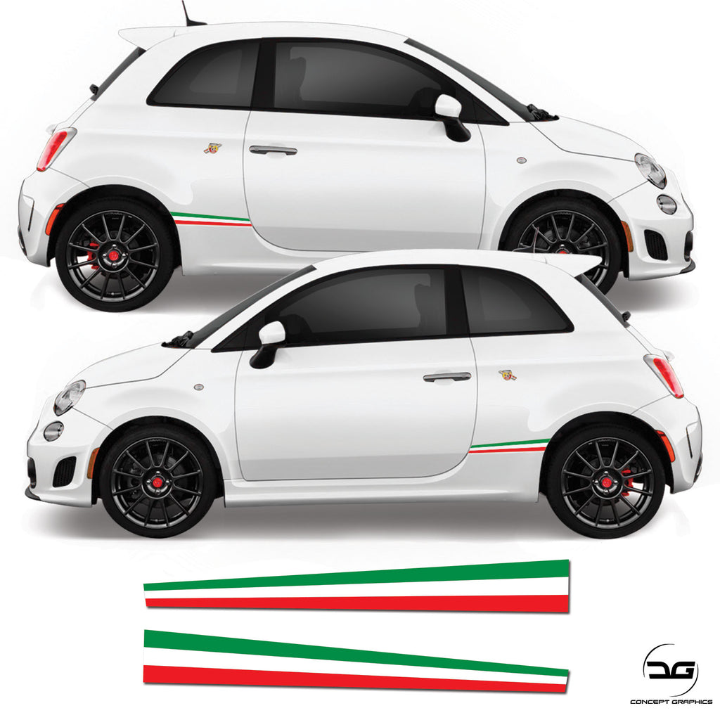 Fiat 500 Rear Italian Flag Side Stripe Stickers | Concept Graphics