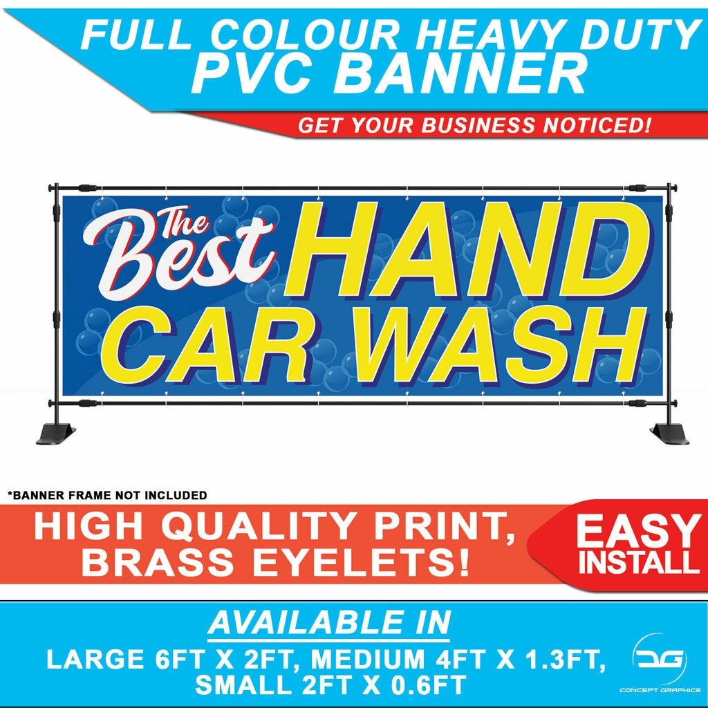 The Best Hand Car Wash Valeting PVC Banner Sign | Concept Graphics