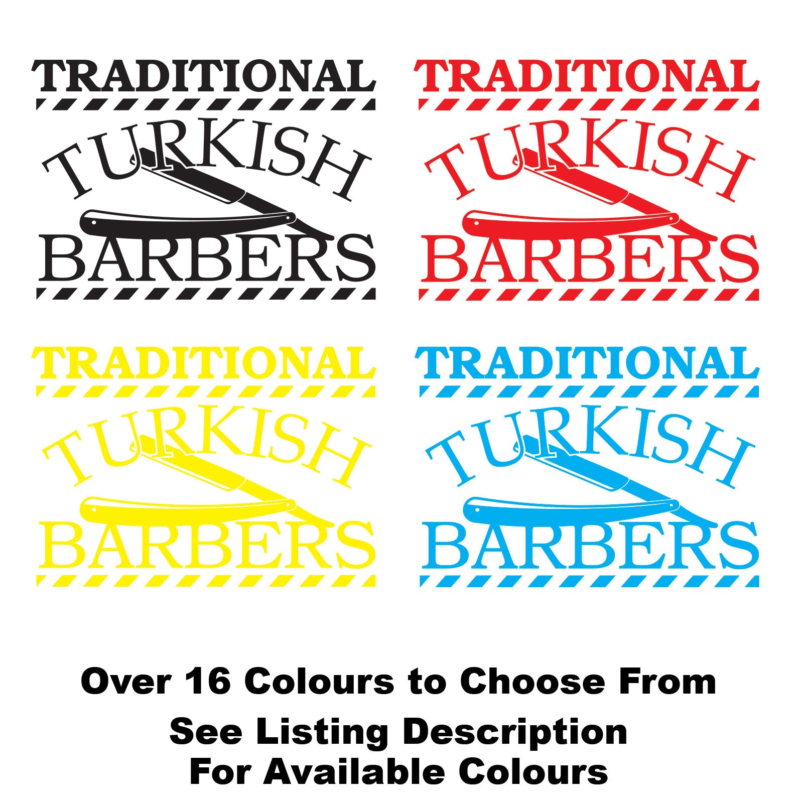 Traditional Turkish Barber Shop Vinyl Sticker Sign | Concept Graphics