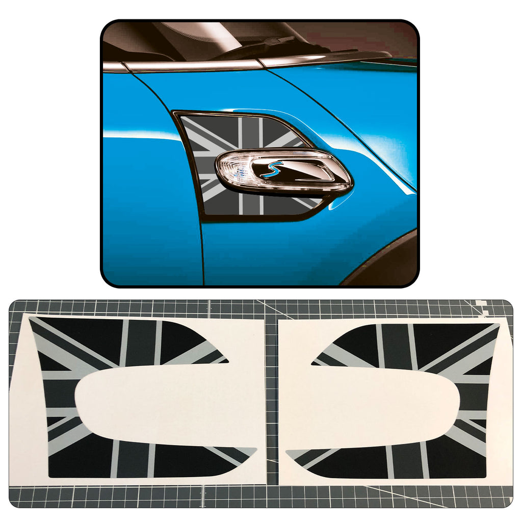 Mini Cooper F56 Grey Union Jack Wing Stickers | Concept Graphics