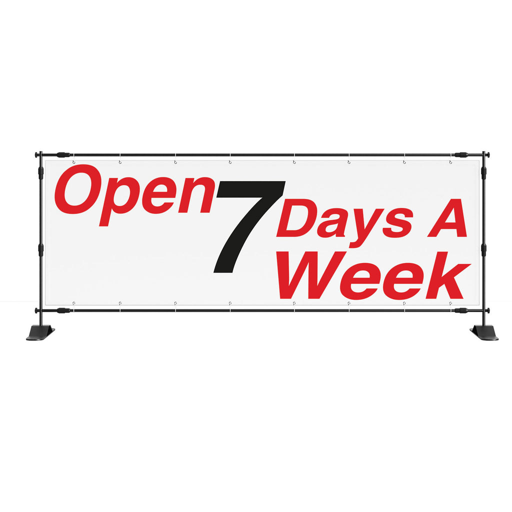 Open 7 Days A Week Opening Hours PVC Banner Sign | Concept Graphics