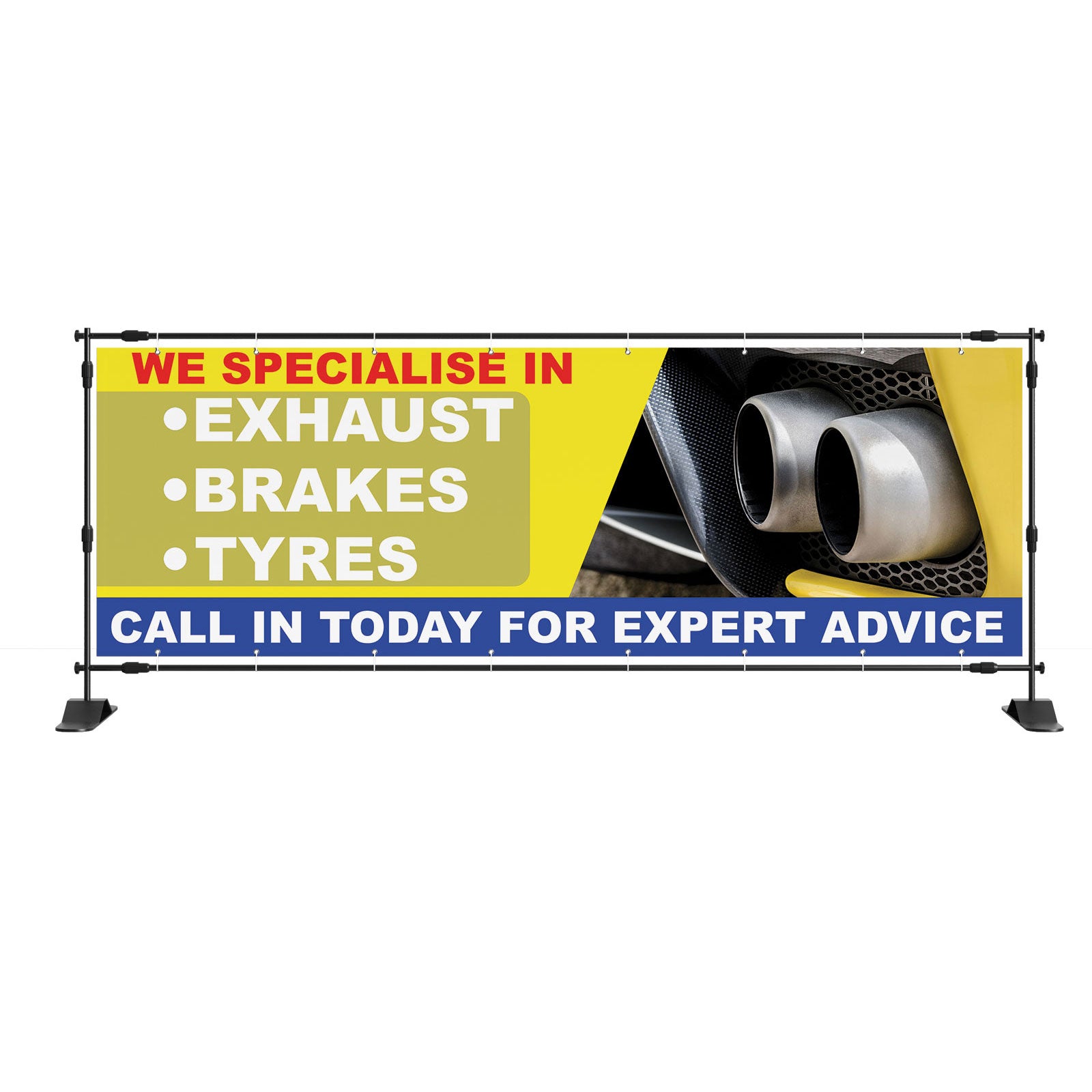 Car Brakes, Exhaust, Tyres Garage PVC Banner Sign | Concept Graphics