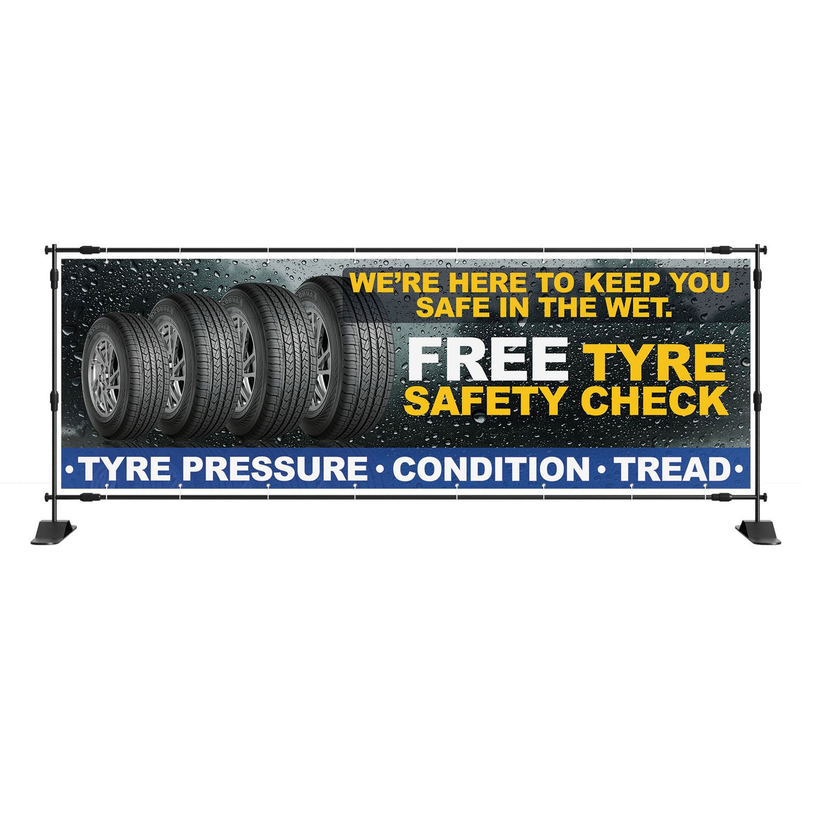 Free Tyre Check Advert Mechanics PVC Banner Sign | Concept Graphics