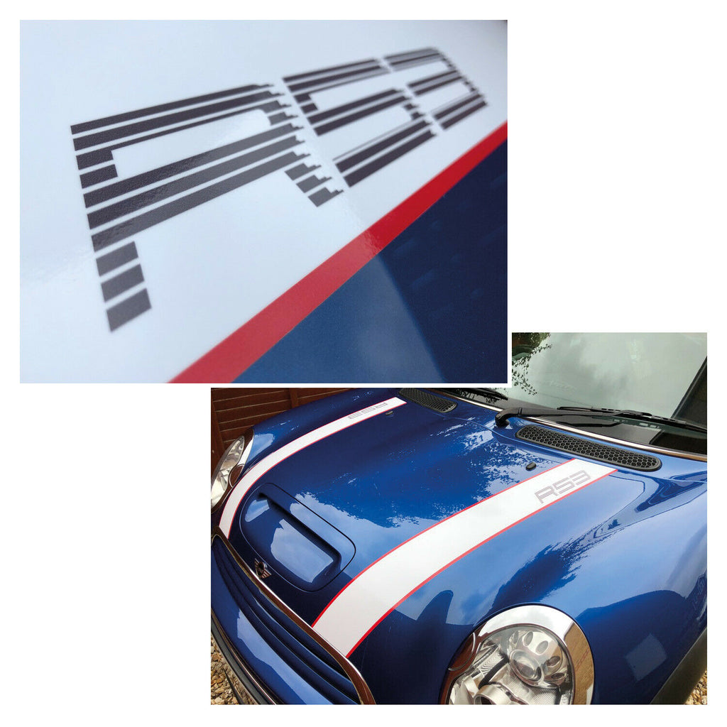 Mini Cooper S Retro White R53 Bonnet Stripe Decals | Concept Graphics