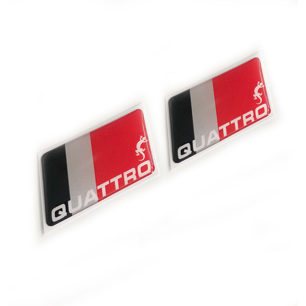 2x Quattro Wing 3D Domed Gel Badges Fits Audi A3 A4 | Concept Graphics