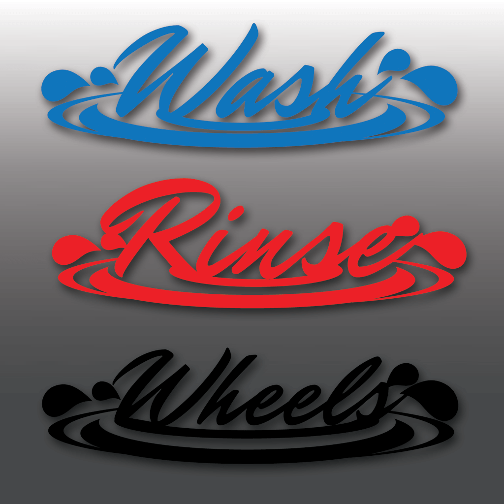 Car Detailing Wash, Rinse & Wheels Bucket Stickers | Concept Graphics